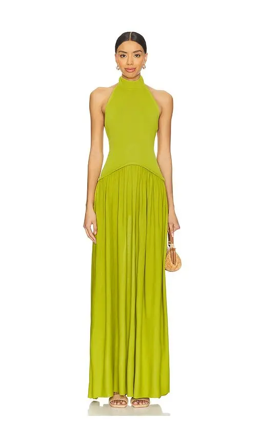 Solid & Striped Soglio Halter Dress - Chartreuse