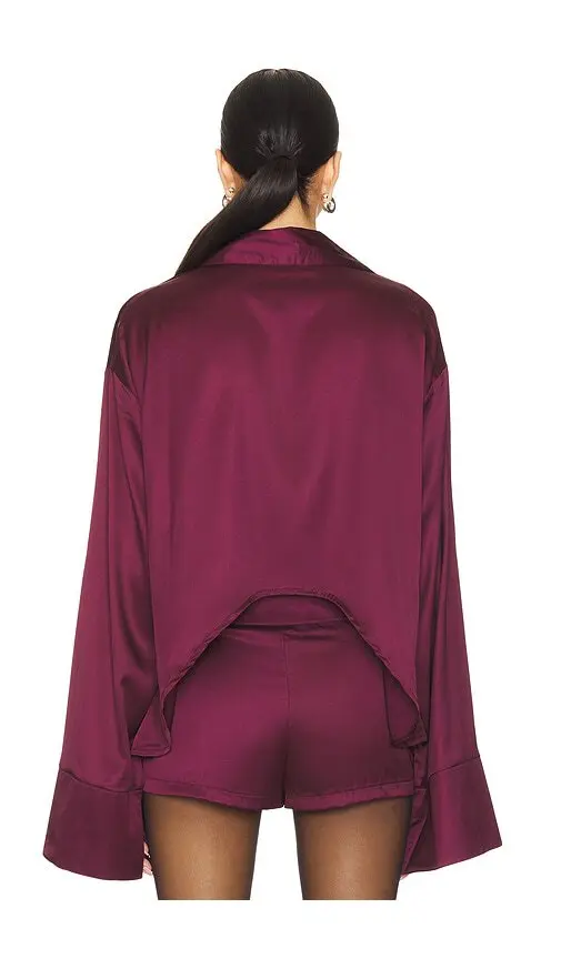 BY.DYLN Satin Open Style Shirt With Buckle Closure - Blackberry