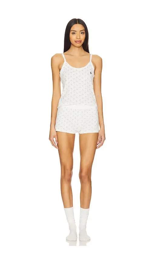Polo Ralph Lauren Cami & Sleep Short Set In Cream - Floral
