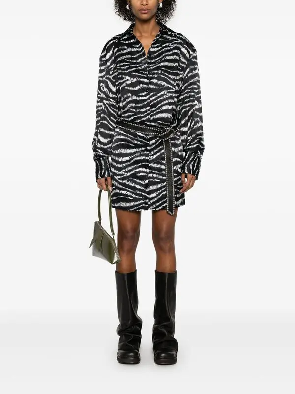 Attico Zebra-print Mini Shirt Dress