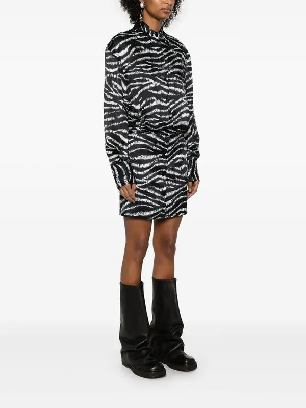 Attico Zebra-print Mini Shirt Dress