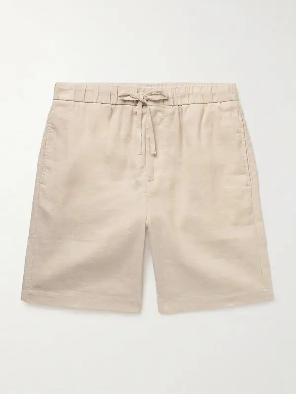 Frescobol Carioca Felipe Straight-leg Linen And Cotton-blend Drawstring Shorts - Neutrals