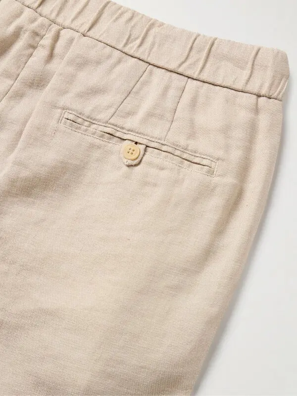 Frescobol Carioca Felipe Straight-leg Linen And Cotton-blend Drawstring Shorts - Neutrals