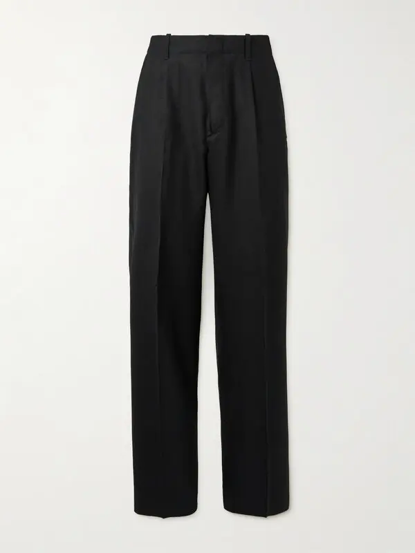 Our Legacy Borrowed Straight-leg Pleated Wool Trousers - Black