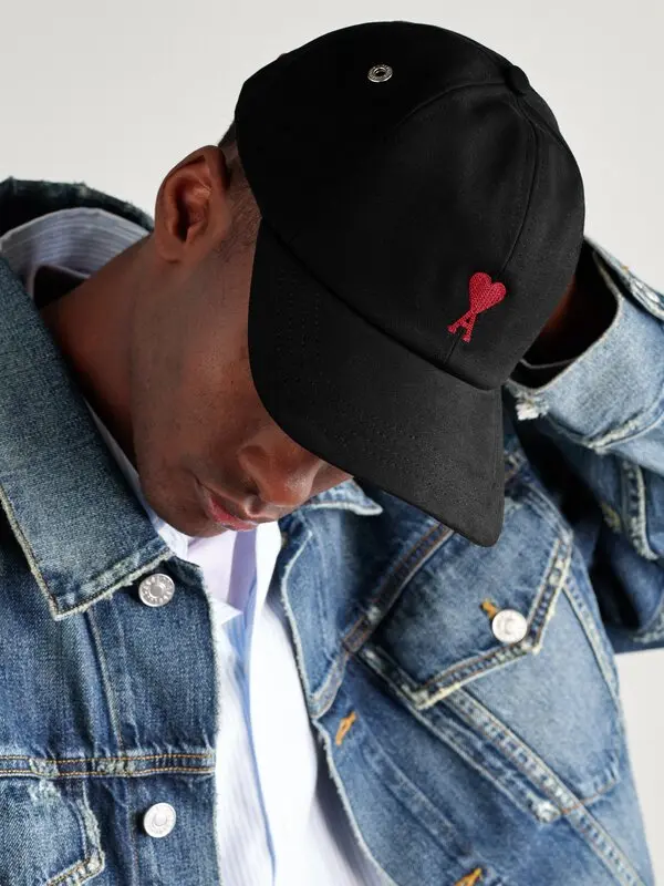 AMI Paris Logo-embroidered Baseball Cap - Black