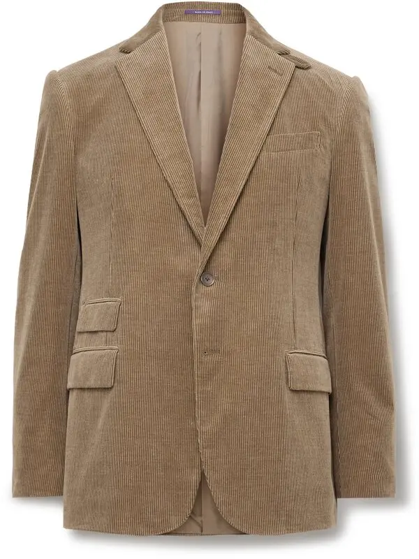 Ralph Lauren Kent Slim-fit Cotton And Cashmere-blend Corduroy Suit Jacket - Brown
