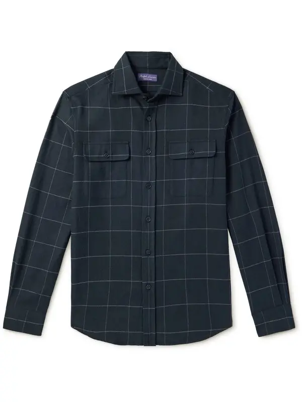 Ralph Lauren Checked Cotton-flannel Shirt - Blue