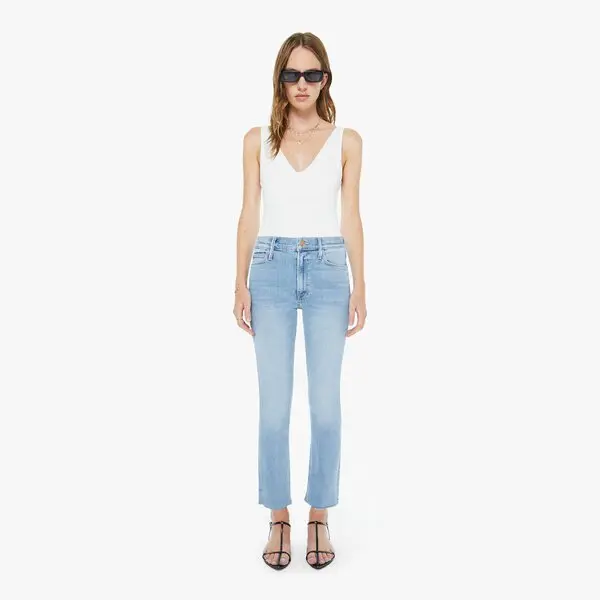 MOTHER The Mid Rise Dazzler Ankle Fray Jeans - Blue