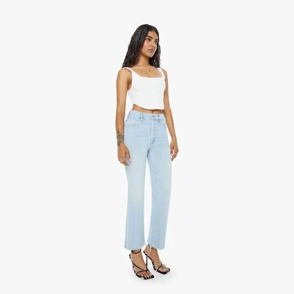 MOTHER Petites The Lil Hustler Ankle Fray Ball's In Your Court Jeans - Blue