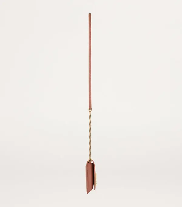 Saint Laurent Leather Cassandre Phone Holder - Pink