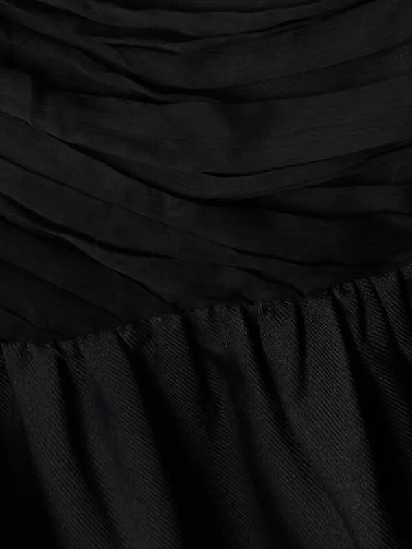 ABADIA Kaia Ruched Chiffon And Twill Mini Dress - Black