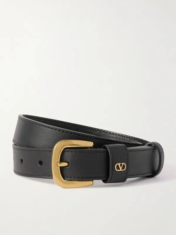 Valentino Garavani Vlogo Leather Belt - Black