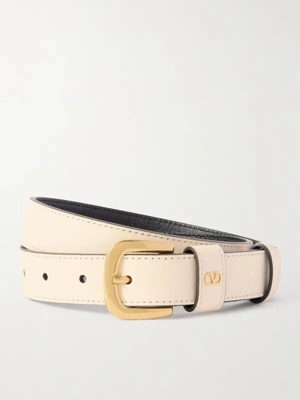 Valentino Garavani Vlogo Leather Belt - Off-white