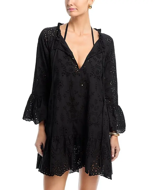 Aqua Embroidered Cover-up Dress Exclusive - Black