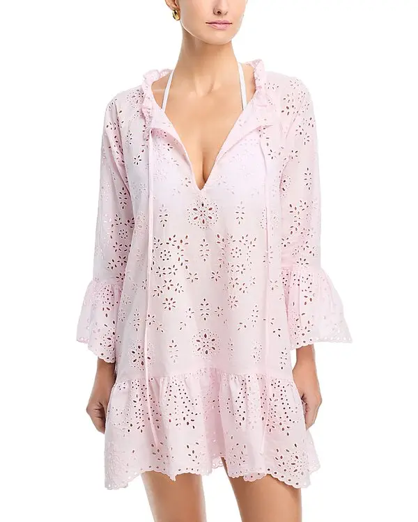 Aqua Embroidered Cover-up Dress Exclusive - Pink