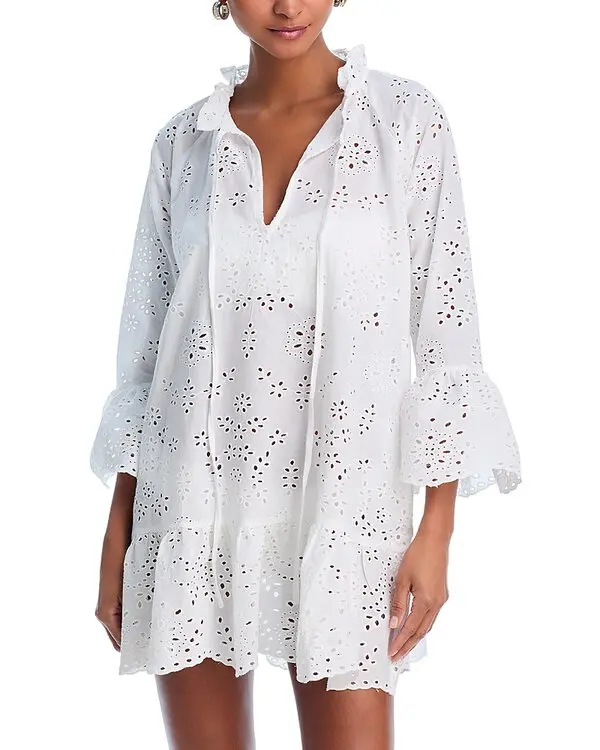 Aqua Embroidered Cover-up Dress Exclusive - White