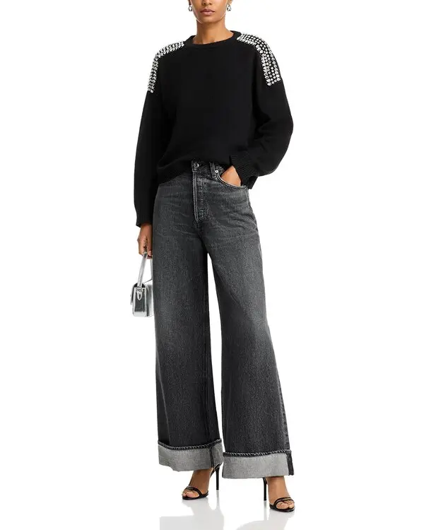 Aqua Rhinestone Embellished Sweatshirt