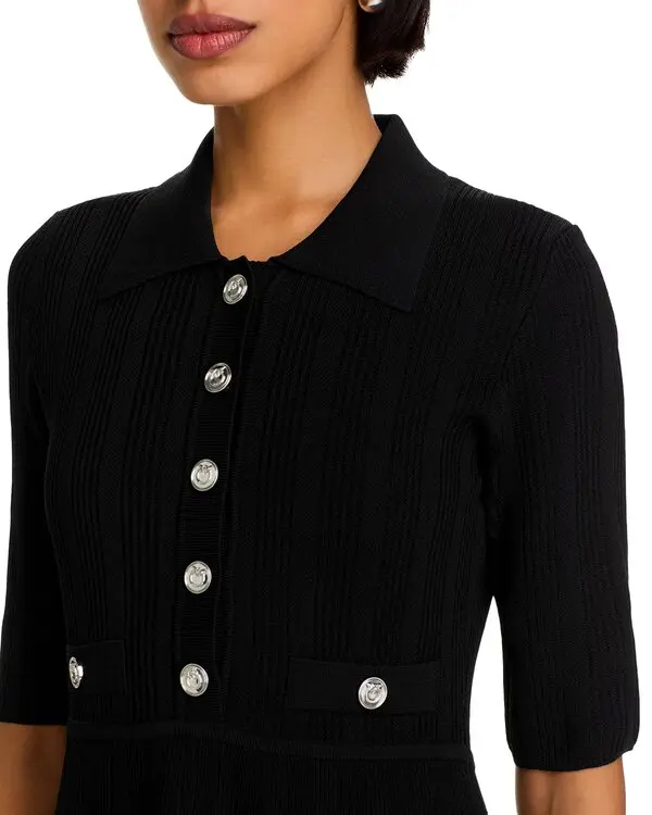 Pinko Rib Knit Button-front Shirt Dress