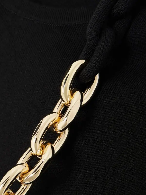 Rabanne Cropped Chain-embellished T-shirt - Black