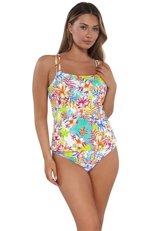 SUNSETS Taylor Tankini Swimsuit Top D Cup - Botanical Bliss Sandbar Rib