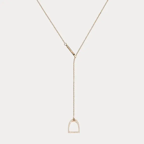 Ralph Lauren Pavé Stirrup Lariat Necklace - K Rose Gold