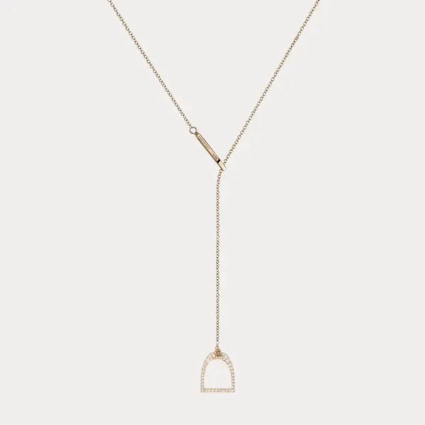 Ralph Lauren Pavé Stirrup Lariat Necklace - K Rose Gold