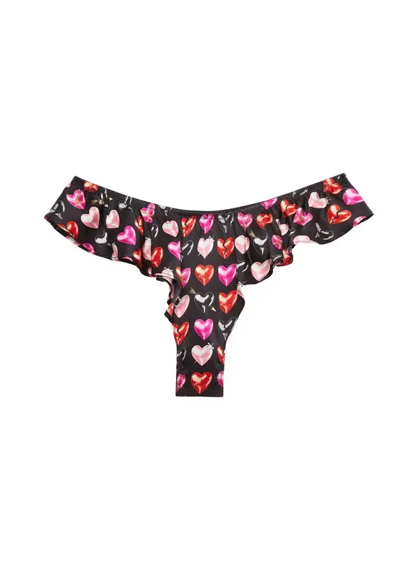 Fleur Du Mal Luxe Flutter Panty - Heartbreaker Print