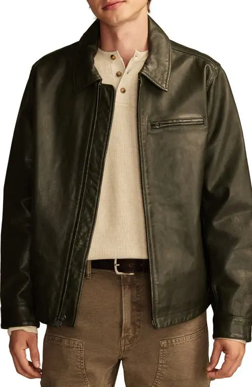 Lucky Brand Leather Touring Jacket - Forest Night
