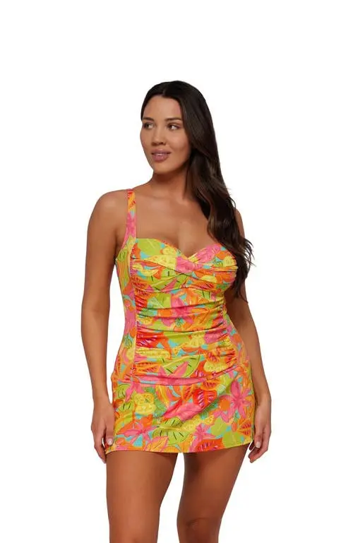 SUNSETS ESCAPE Sienna Swim Dress - Citrus Grove Sandbar Rib