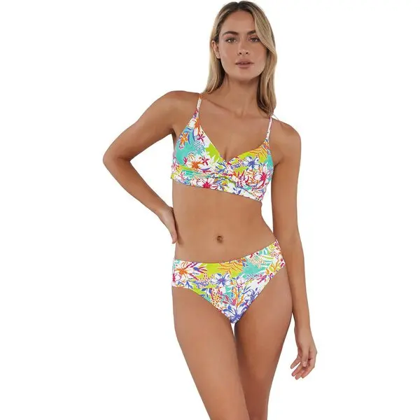 SUNSETS Lyla Bralette Bikini Top - Botanical Bliss Sandbar Rib