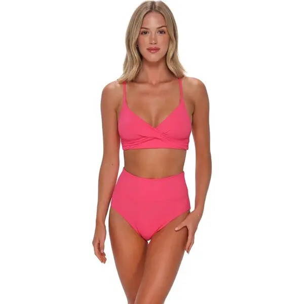 SUNSETS Lyla Bralette Bikini Top - Posy Pink Crepe