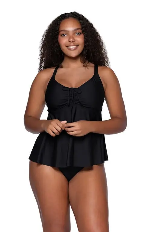 SUNSETS ESCAPE Marin Tankini Swimsuit Top - Black