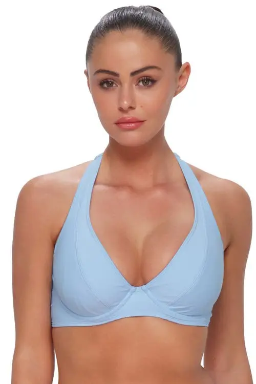 SUNSETS Muse Halter Bikini Top F Cup - Blue Whisper