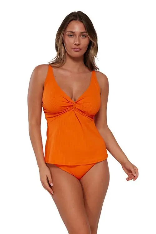 SUNSETS Forever Tankini Swimsuit Top - Kumquat Sandbar Rib