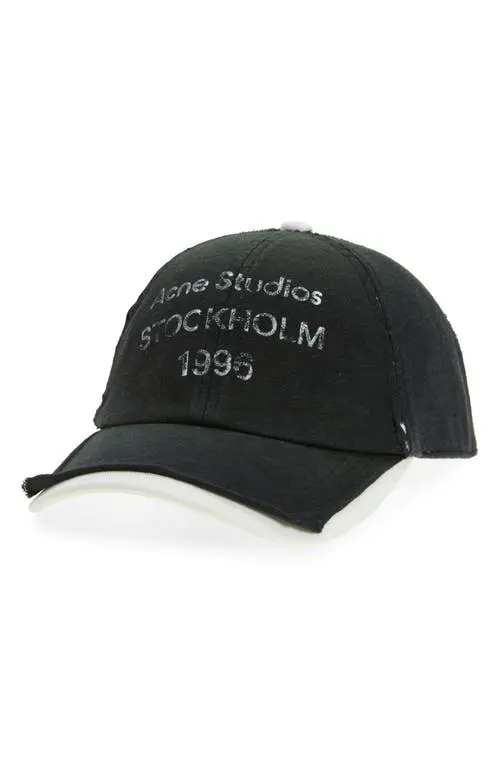 Acne Studios Logo Stamp Cotton Twill Baseball Cap - Black