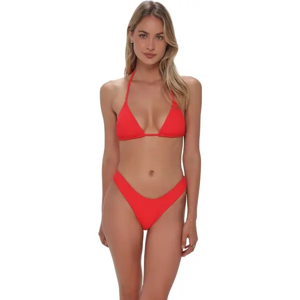 PACIFICA BY SUNSETS Sandy Scoop Bikini Bottom - Red Hot Rib
