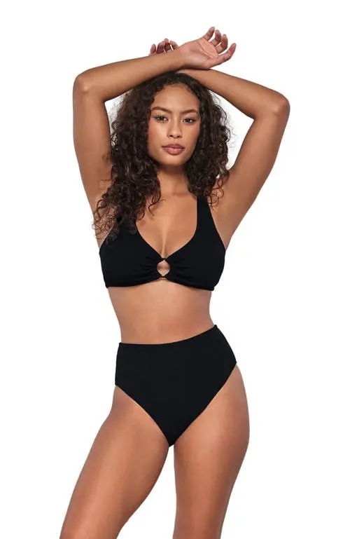 PACIFICA BY SUNSETS Oceana Shirred Bikini Swimsuit Top - Black Pacifica