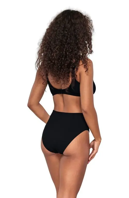 PACIFICA BY SUNSETS Oceana Shirred Bikini Swimsuit Top - Black Pacifica