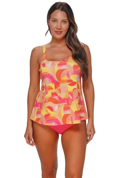 SUNSETS ESCAPE Jenna Tankini Top - Dreamsicle Crepe