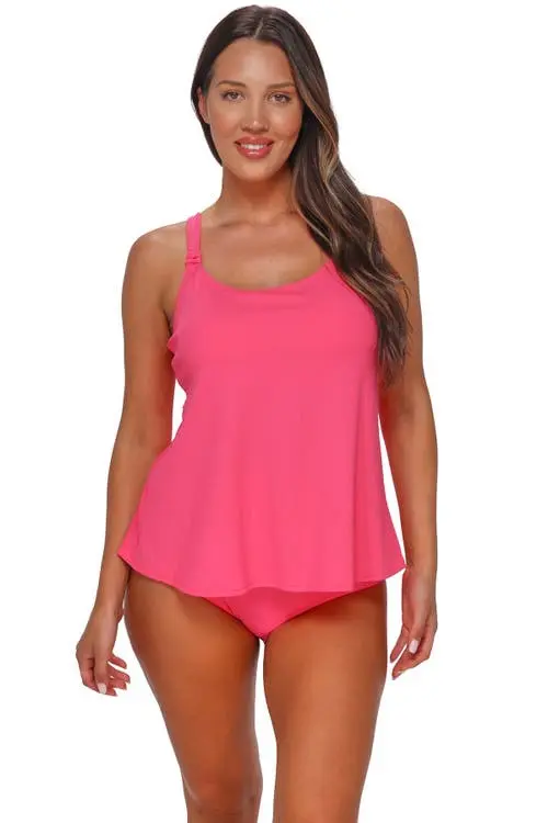 SUNSETS ESCAPE Jenna Tankini Top - Posy Pink Crepe