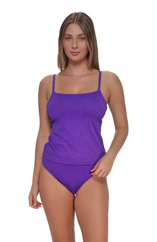 PACIFICA BY SUNSETS Coralie Tankini Swimsuit Top D Cup - Purple Gem Lurex