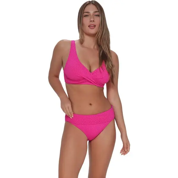 PACIFICA BY SUNSETS Mirabella Bikini Swimsuit Top - Pink Diamond Lurex