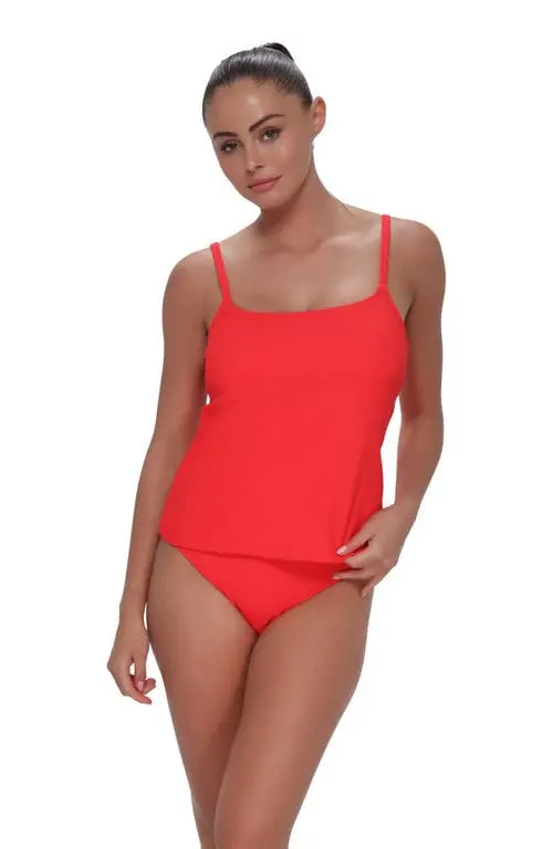 PACIFICA BY SUNSETS Coralie Tankini Swimsuit Top - Red Hot Rib