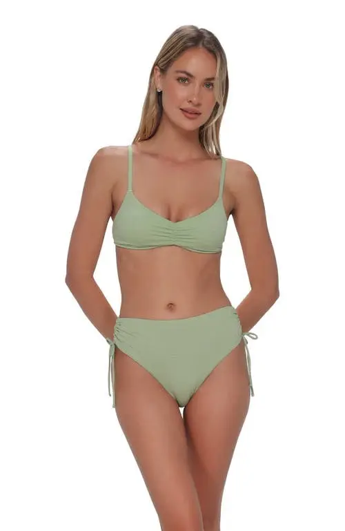 SWIM SYSTEMS Malia High Waist Bikini Bottom - Aloe Lurex