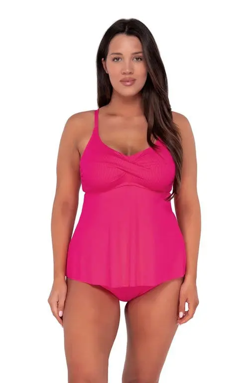 SUNSETS ESCAPE Tori Tankini Swimsuit Top - Begonia Sandbar Rib
