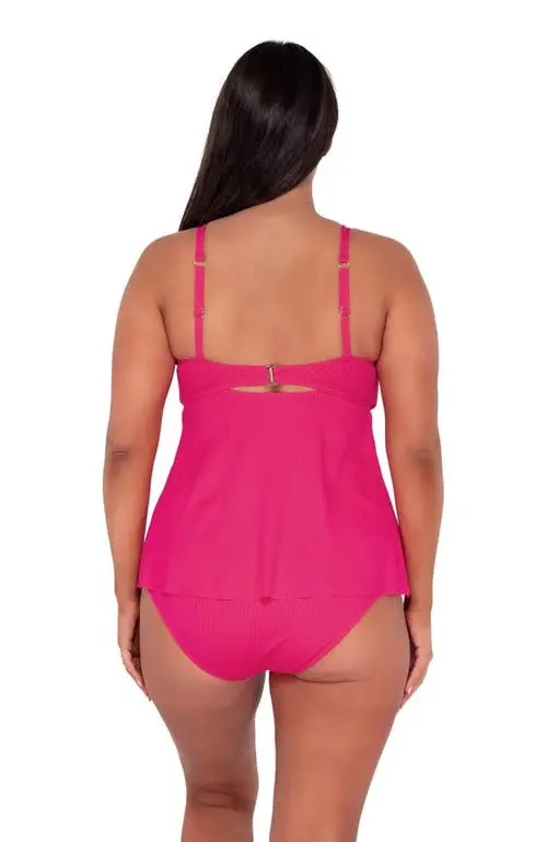 SUNSETS ESCAPE Tori Tankini Swimsuit Top - Begonia Sandbar Rib