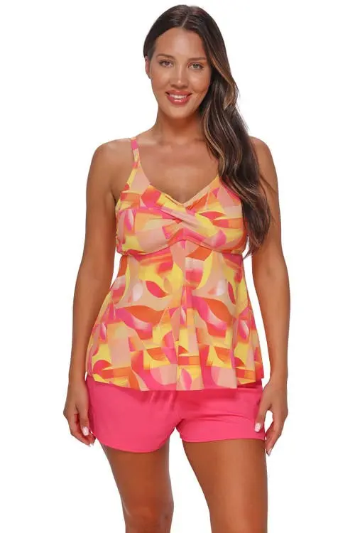 SUNSETS ESCAPE Tori Tankini Swimsuit Top - Dreamsicle Crepe