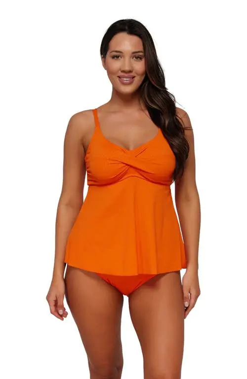 SUNSETS ESCAPE Tori Tankini Swimsuit Top - Kumquat Sandbar Rib