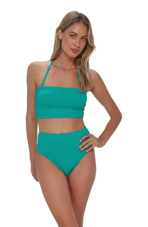 PACIFICA BY SUNSETS Astrid High Waist Bikini Bottom - Jade Jewel Lurex