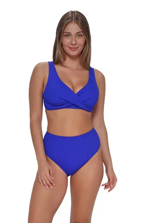 PACIFICA BY SUNSETS Astrid High Waist Bikini Bottom - Vivid Blue Rib